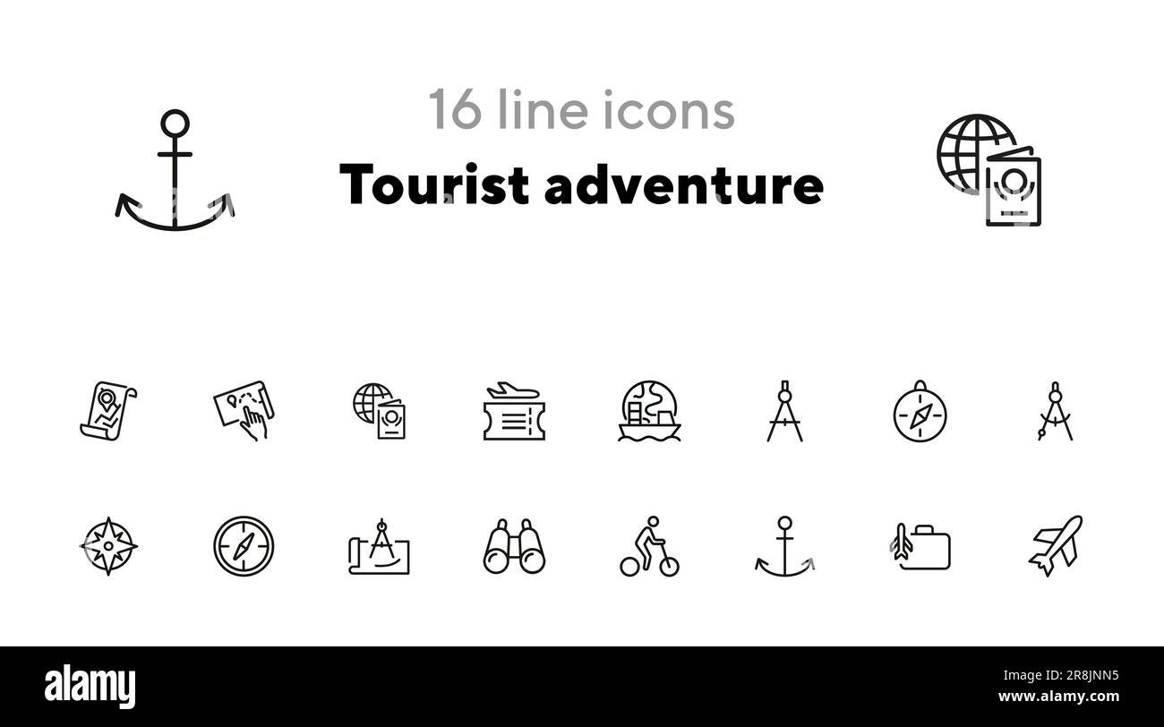 Tourist adventure icon set Stock Vector Image & Art - Alamy