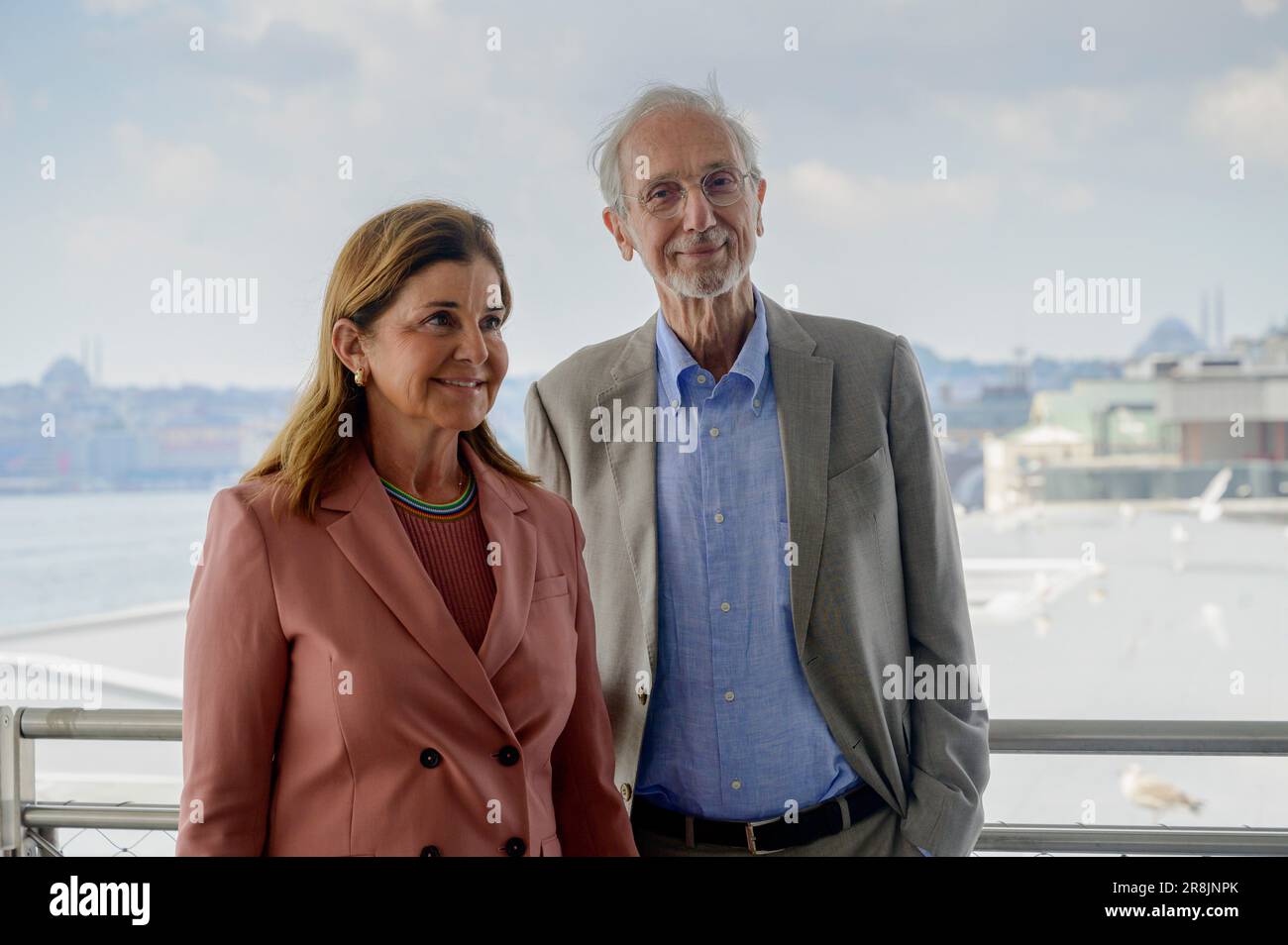 Architect Renzo Piano (R) and the Chair of Istanbul Modern Museum, Oya ...