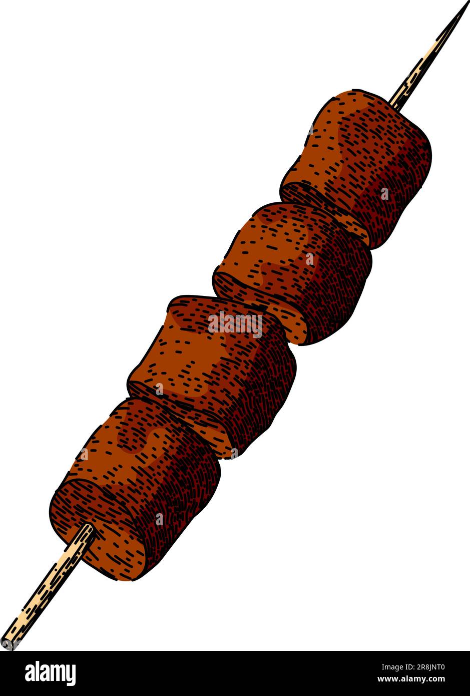 beef skewered food sketch hand drawn vector Stock Vector Image & Art ...