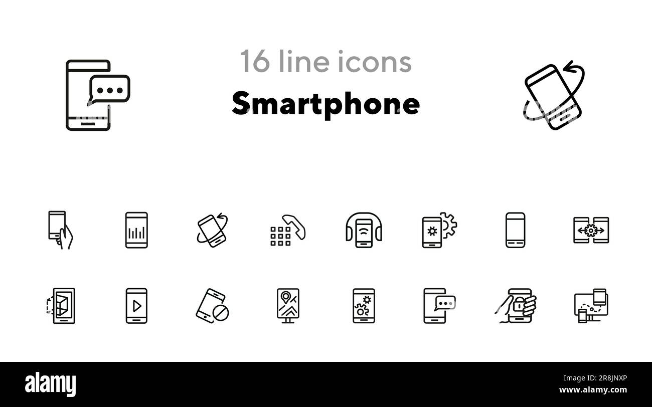 Smartphone line icon set Stock Vector Image & Art - Alamy