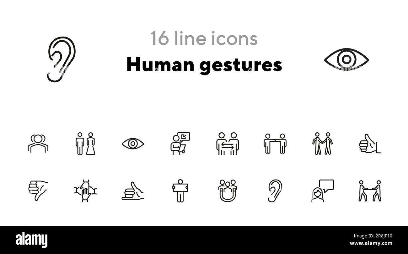 Human gestures line icon set Stock Vector Image & Art - Alamy