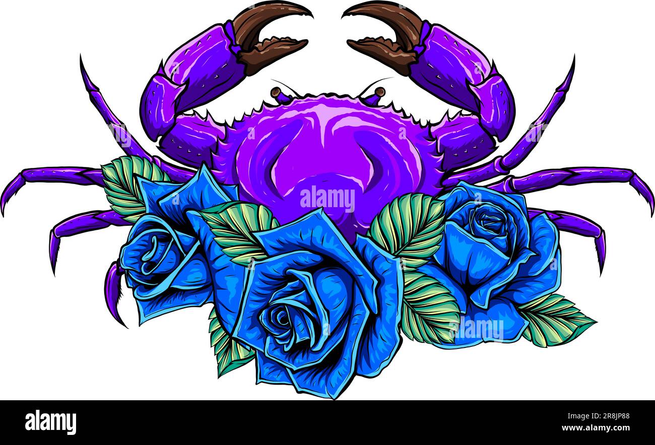 vector illustration of crab with a flower Stock Vector Image & Art - Alamy