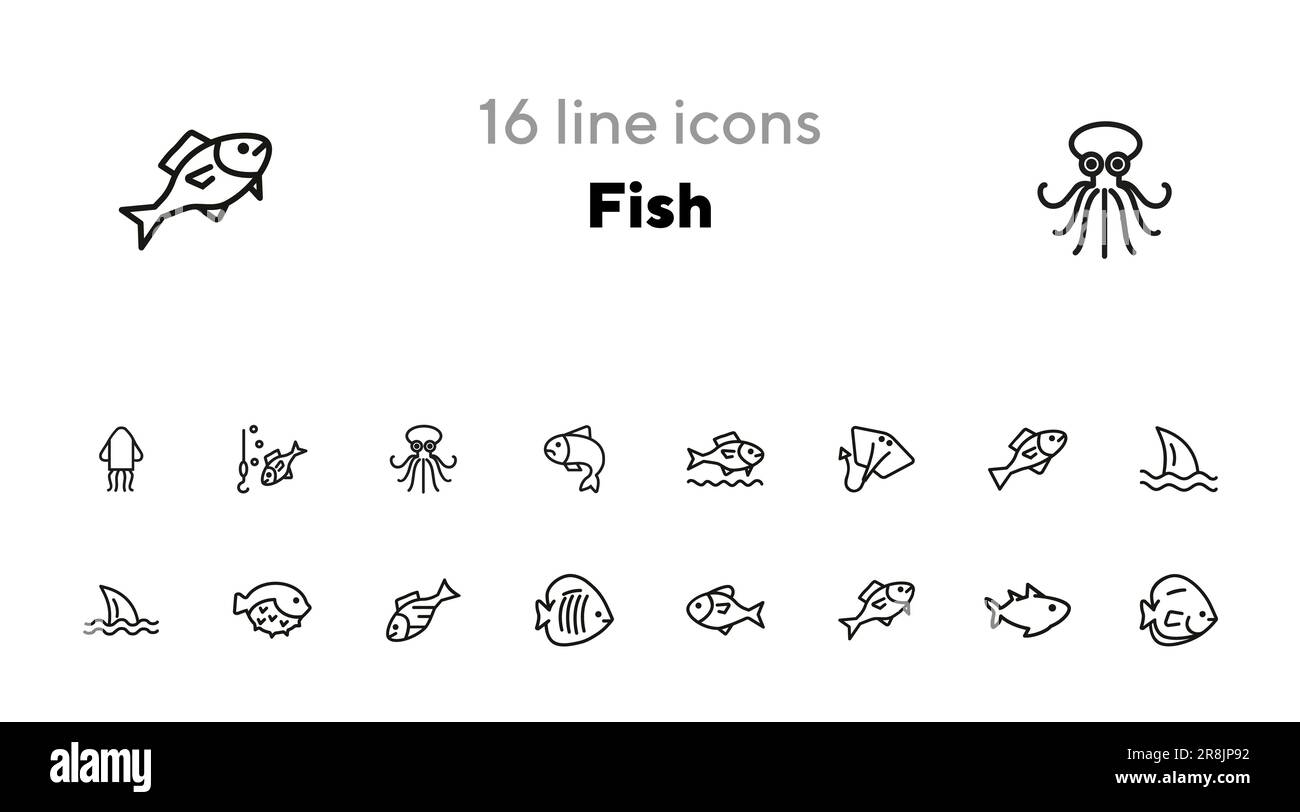 Fish line icon set Stock Vector Image & Art - Alamy