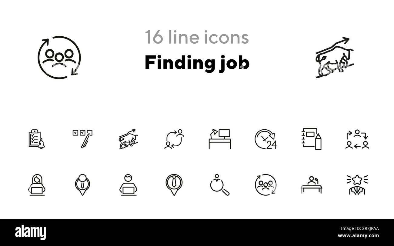 Finding job line icon set Stock Vector Image & Art - Alamy