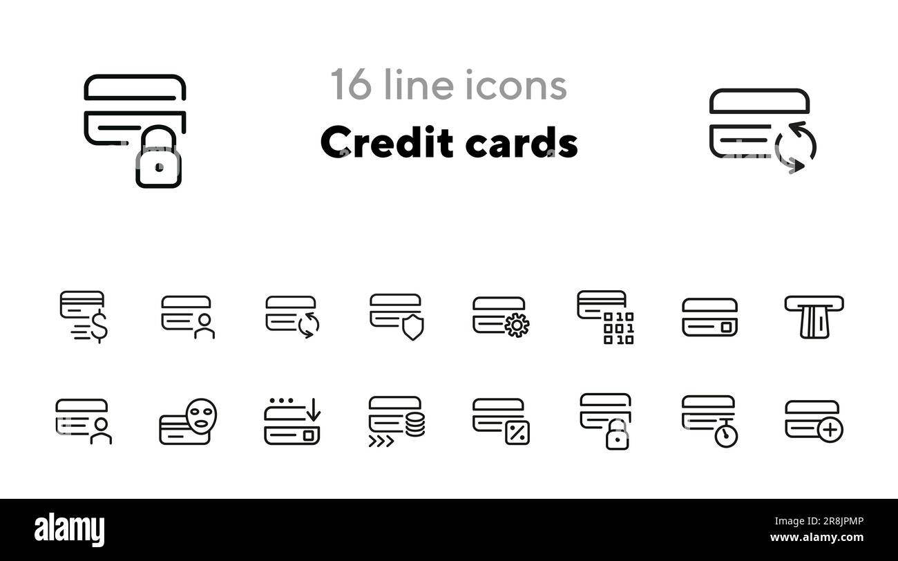 Credit cards line icon set Stock Vector Image & Art - Alamy