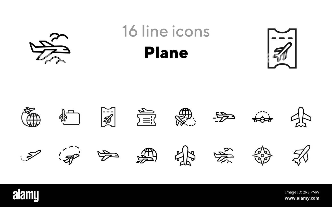 Plane line icon set Stock Vector Image & Art - Alamy