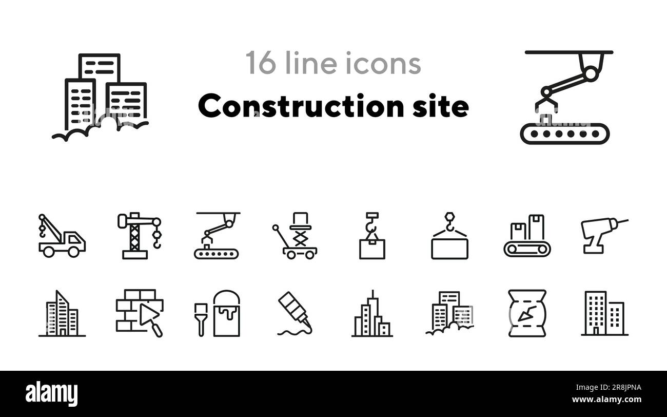 Construction site line icon set Stock Vector Image & Art - Alamy