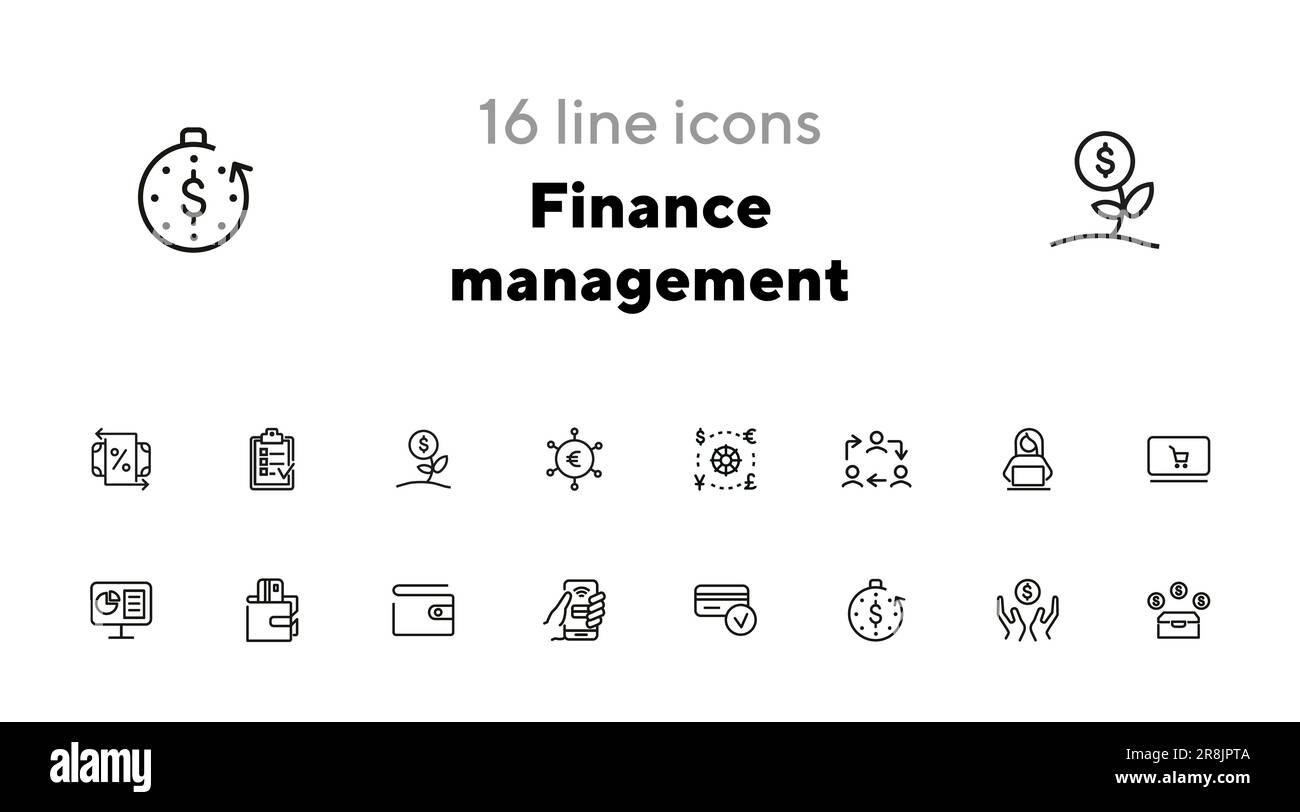 Finance management line icon set. Conversion Stock Vector Image & Art ...