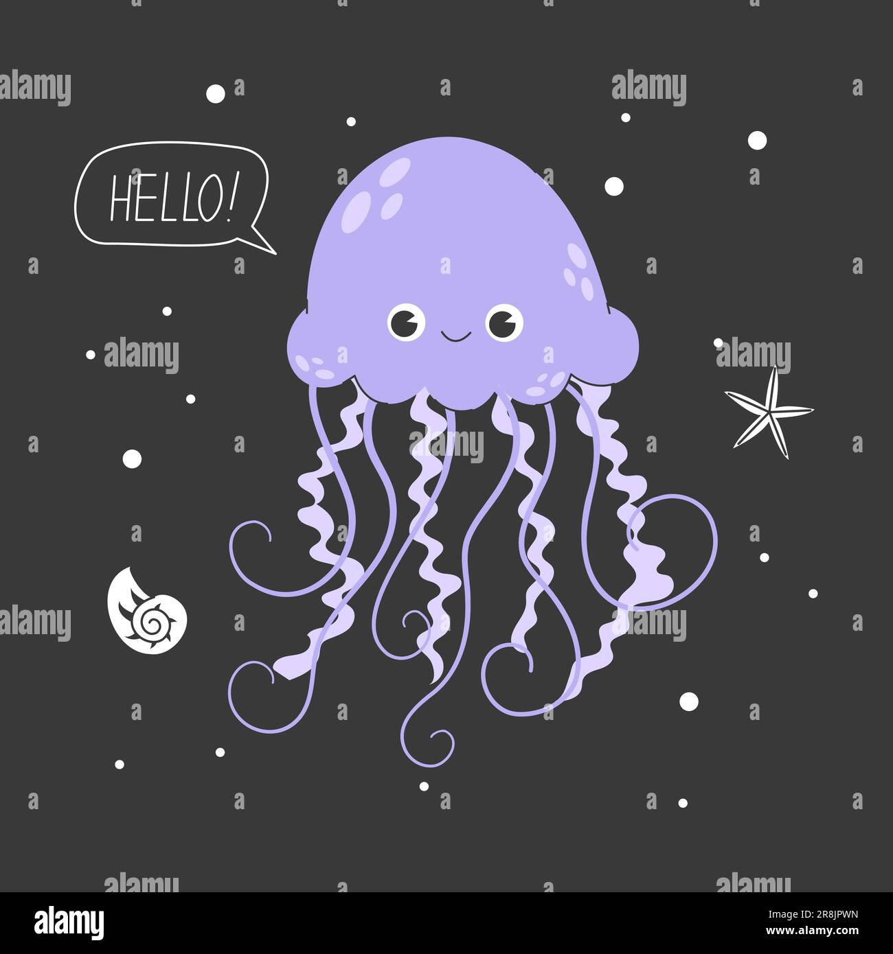 Dark ocean jellyfish Stock Vector Images - Alamy