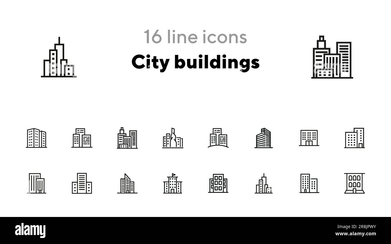 City buildings line icon set Stock Vector Image & Art - Alamy