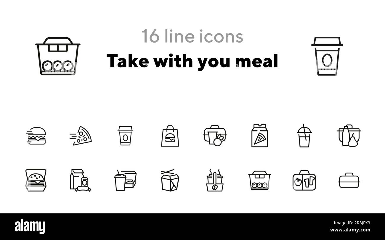 Take-with-you-meal line icon set Stock Vector Image & Art - Alamy