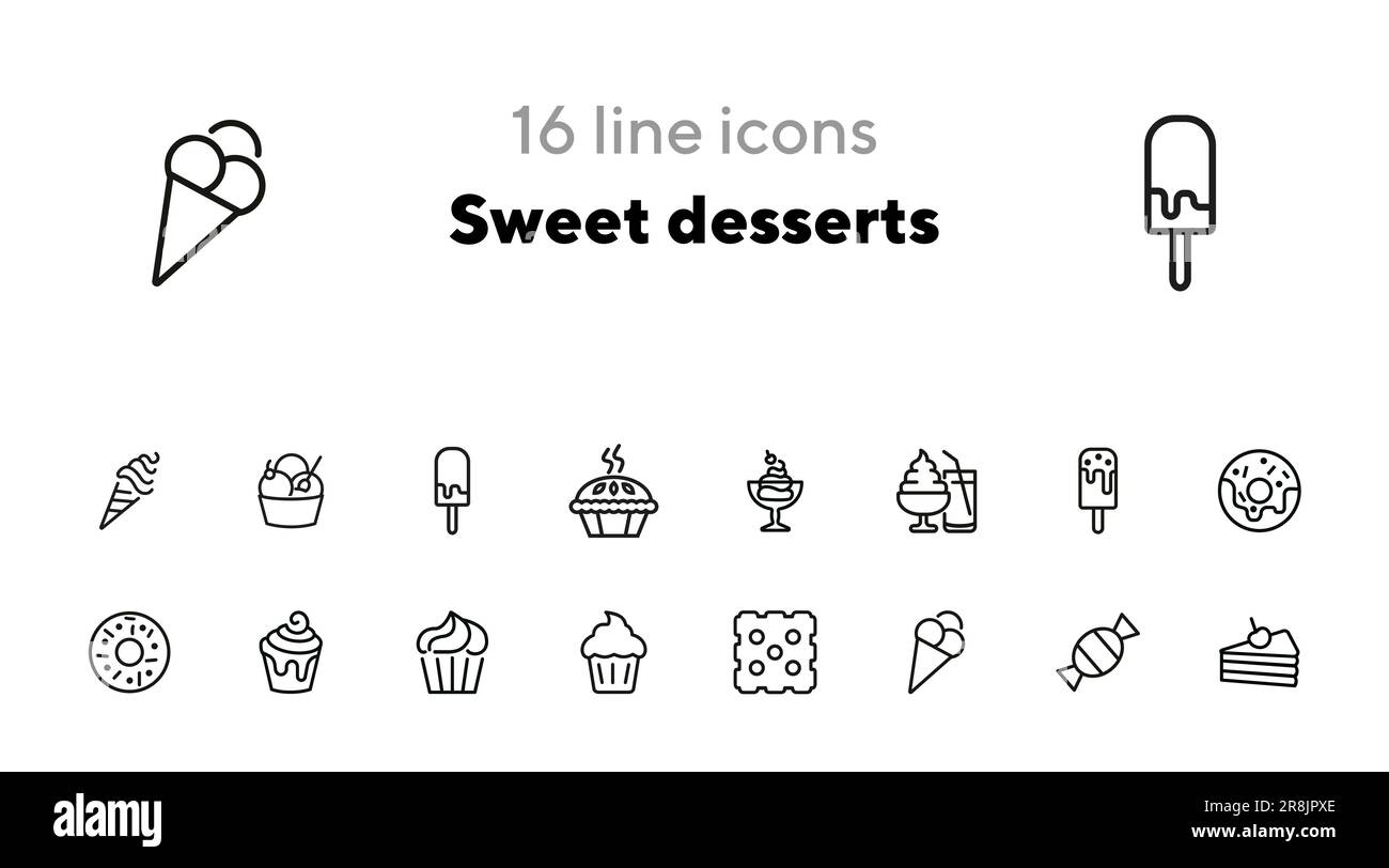Sweet desserts line icon set Stock Vector Image & Art - Alamy