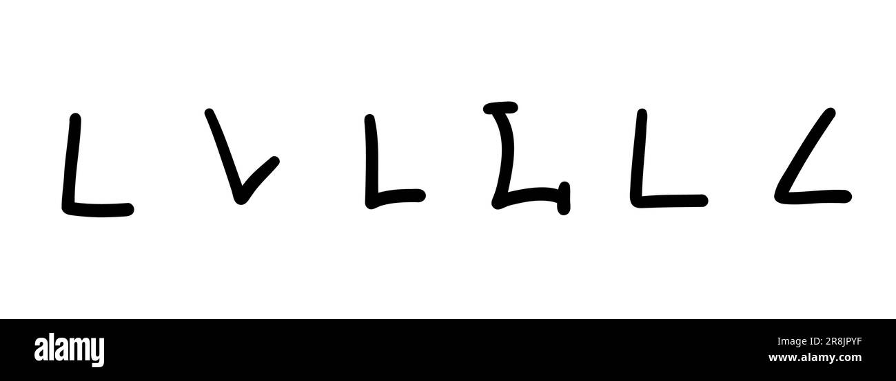 Childlike simple black english latin L alphabet letter symbol. Vector ...