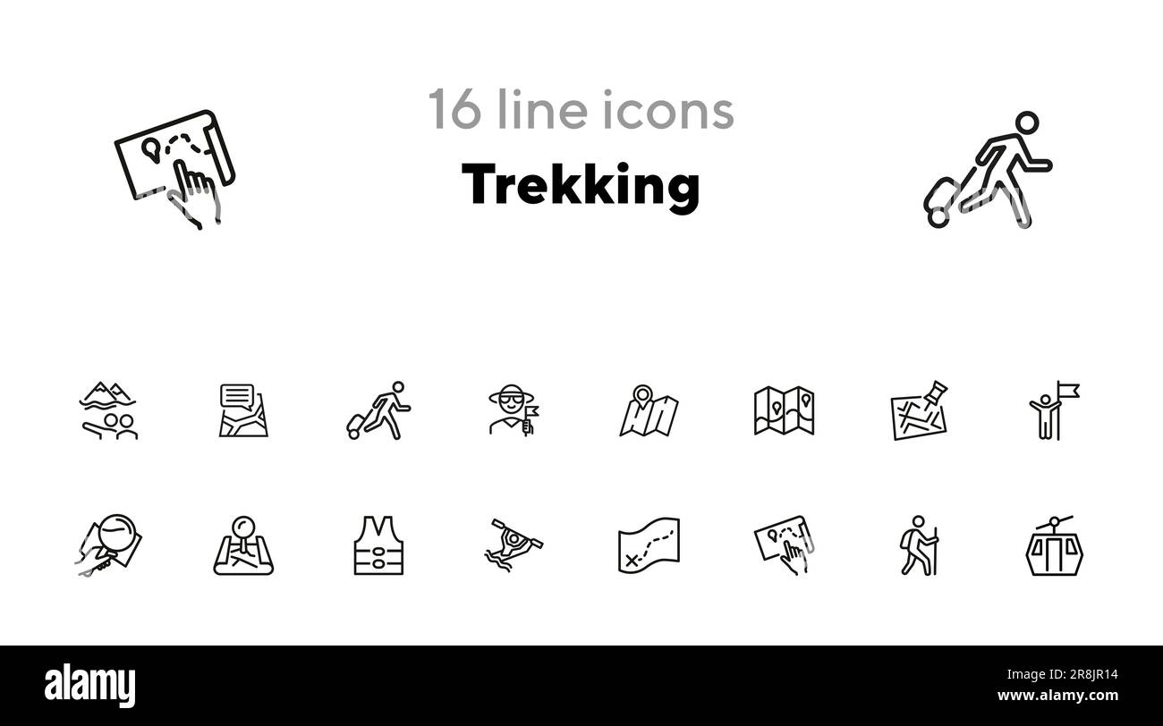 Trekking line icon set Stock Vector Image & Art - Alamy