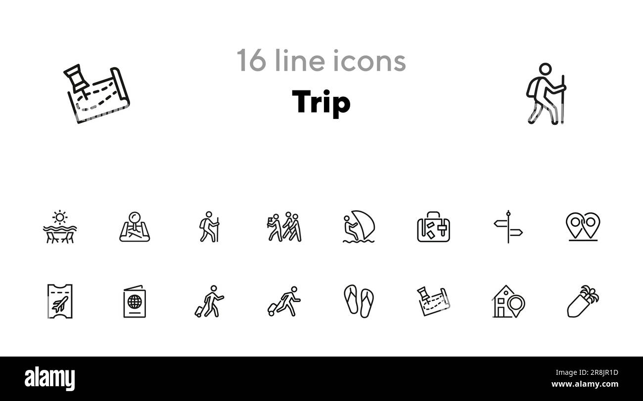 Trip line icon set Stock Vector Image & Art - Alamy