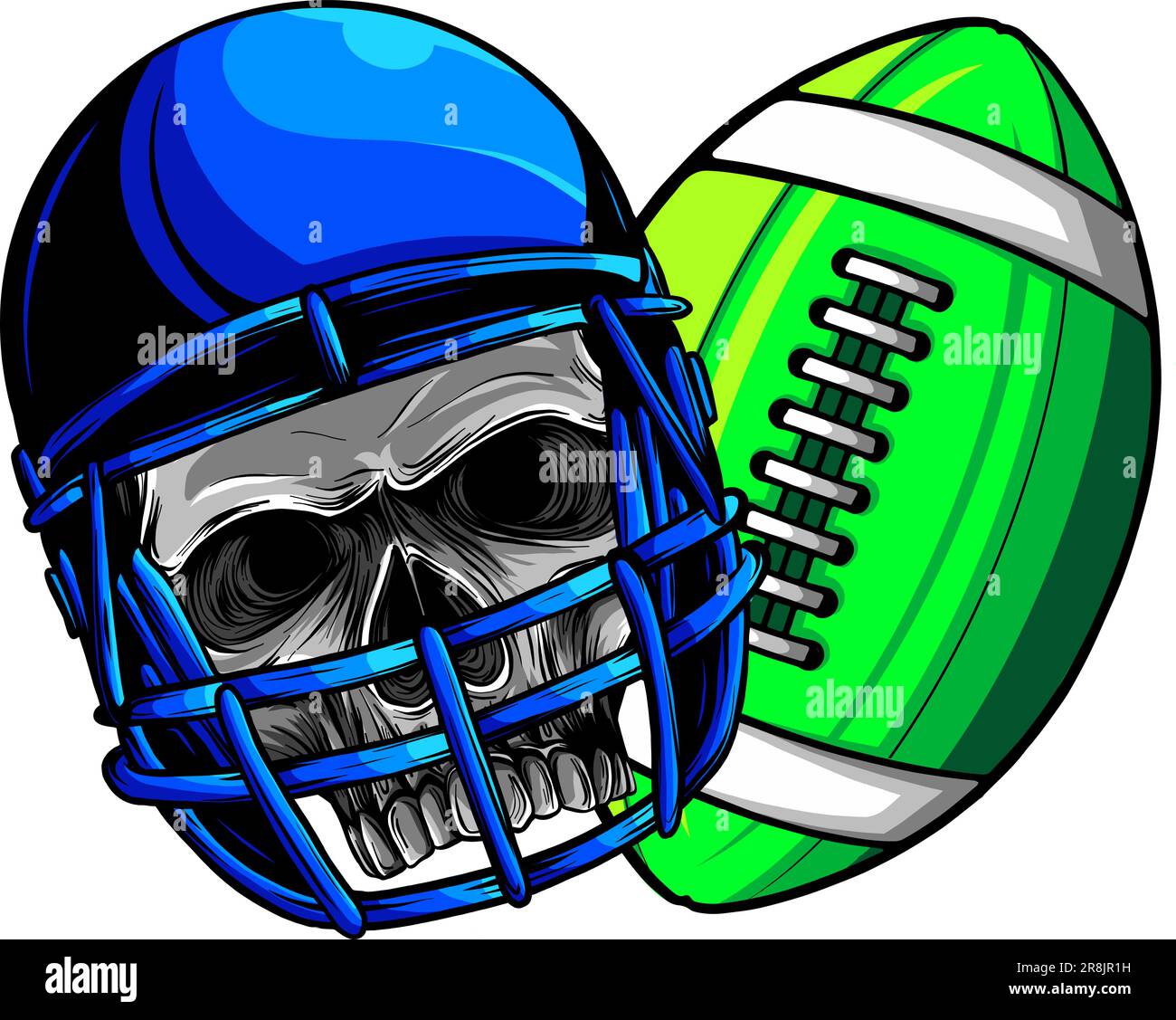 helmet football skull with ball vector design on white background ...