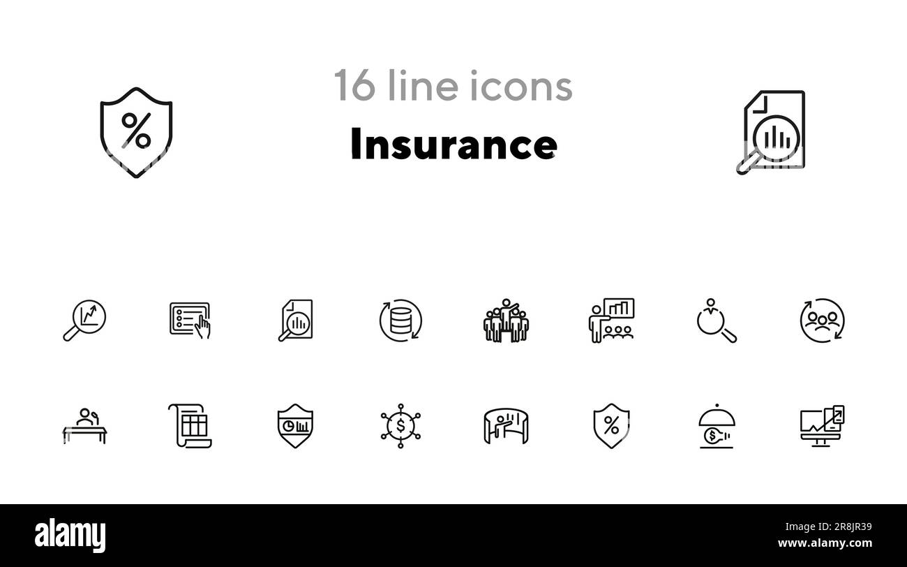 Insurance line icon set. Leadership, presentation Stock Vector Image ...