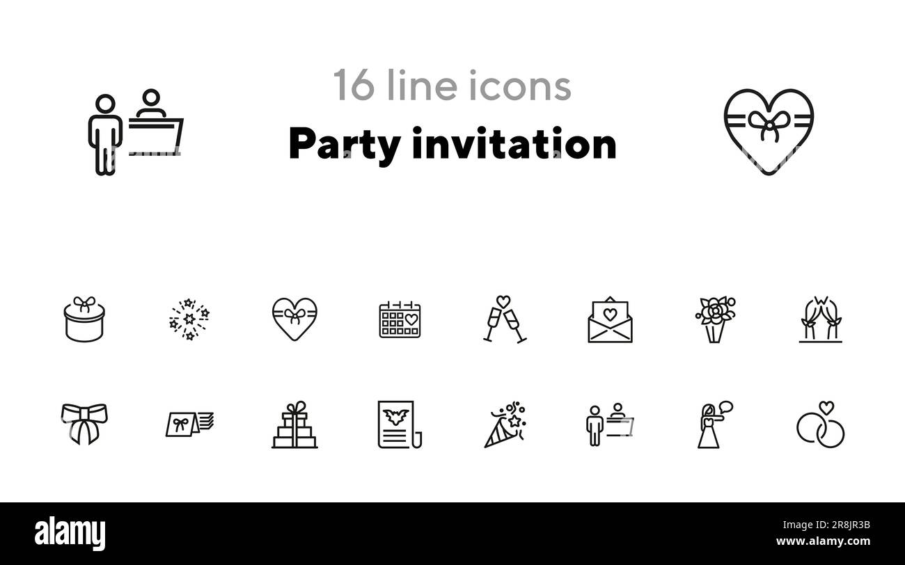 Party invitation line icon set Stock Vector Image & Art - Alamy