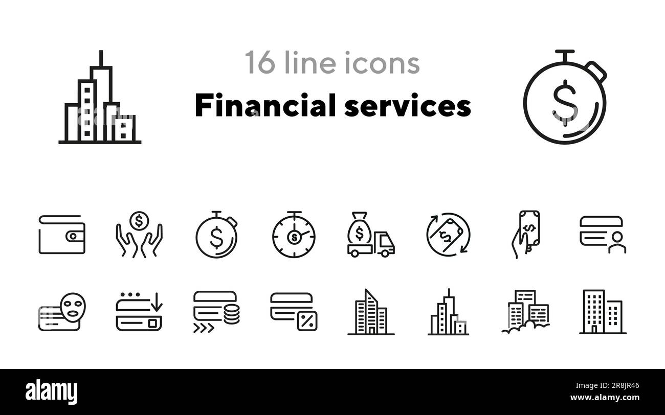 Business services set linear Cut Out Stock Images & Pictures - Alamy