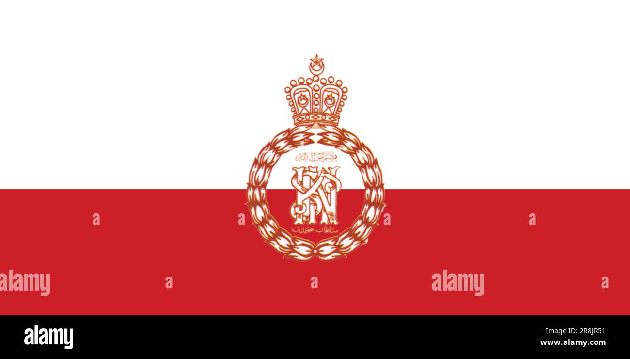 Top view of flag Royal Standard of the Sultan of Kelantan Sultan ...