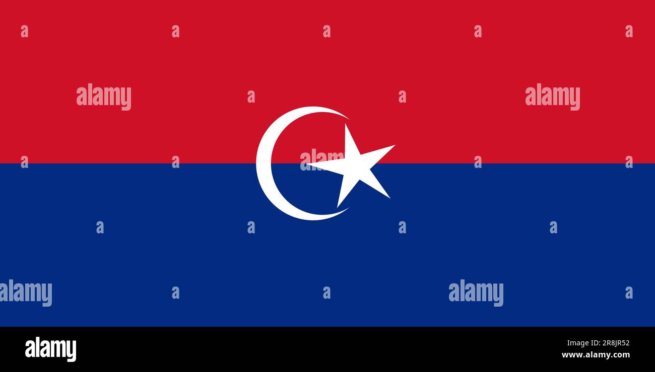 Top view of flag Pontian, Johor Malaysia. Malaysian travel and patriot ...