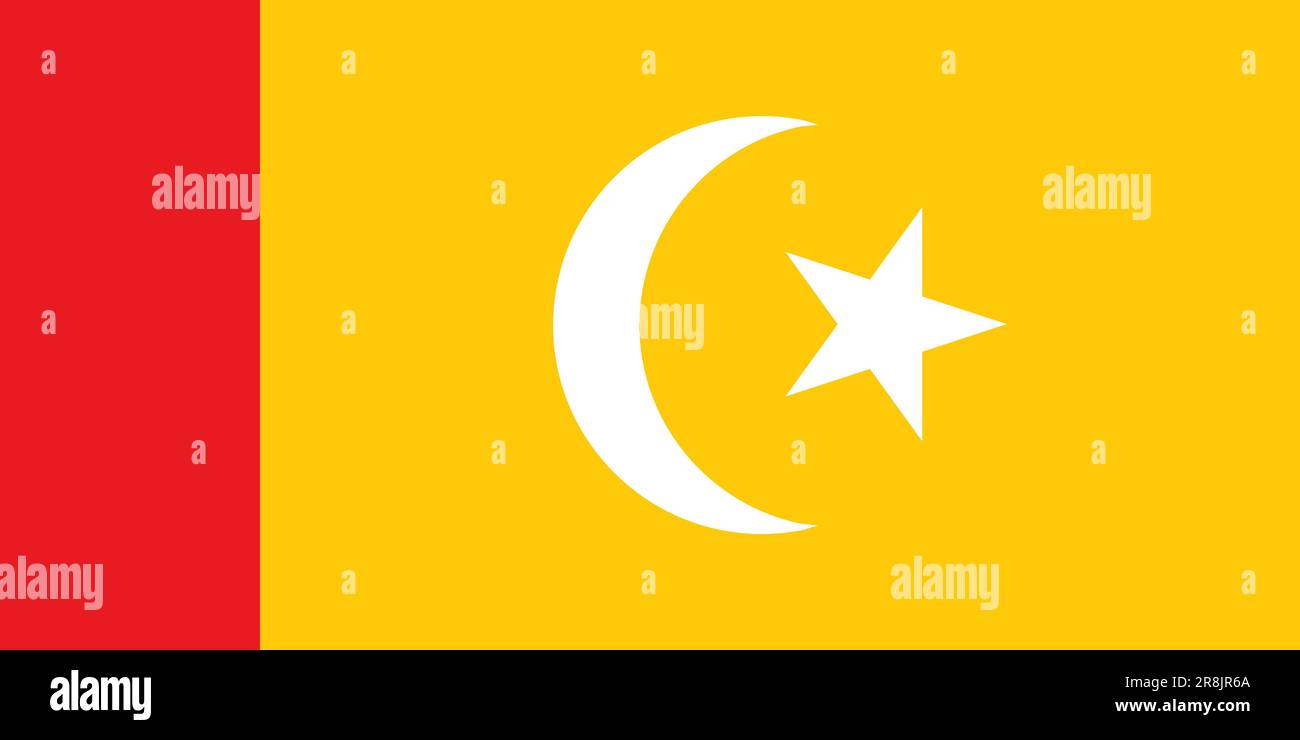 Top view of flag Royal Standard of the Tengku Permaisuri of Selangor Malaysia. Malaysian travel ...