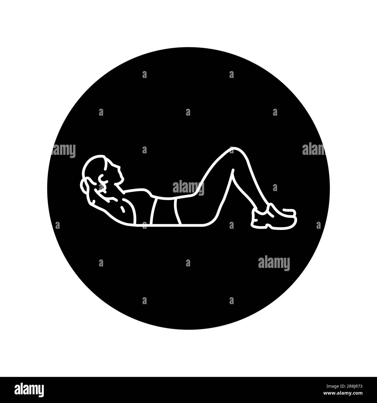 Girl Doing Crunch black line icon. Pictogram for web page, mobile app ...