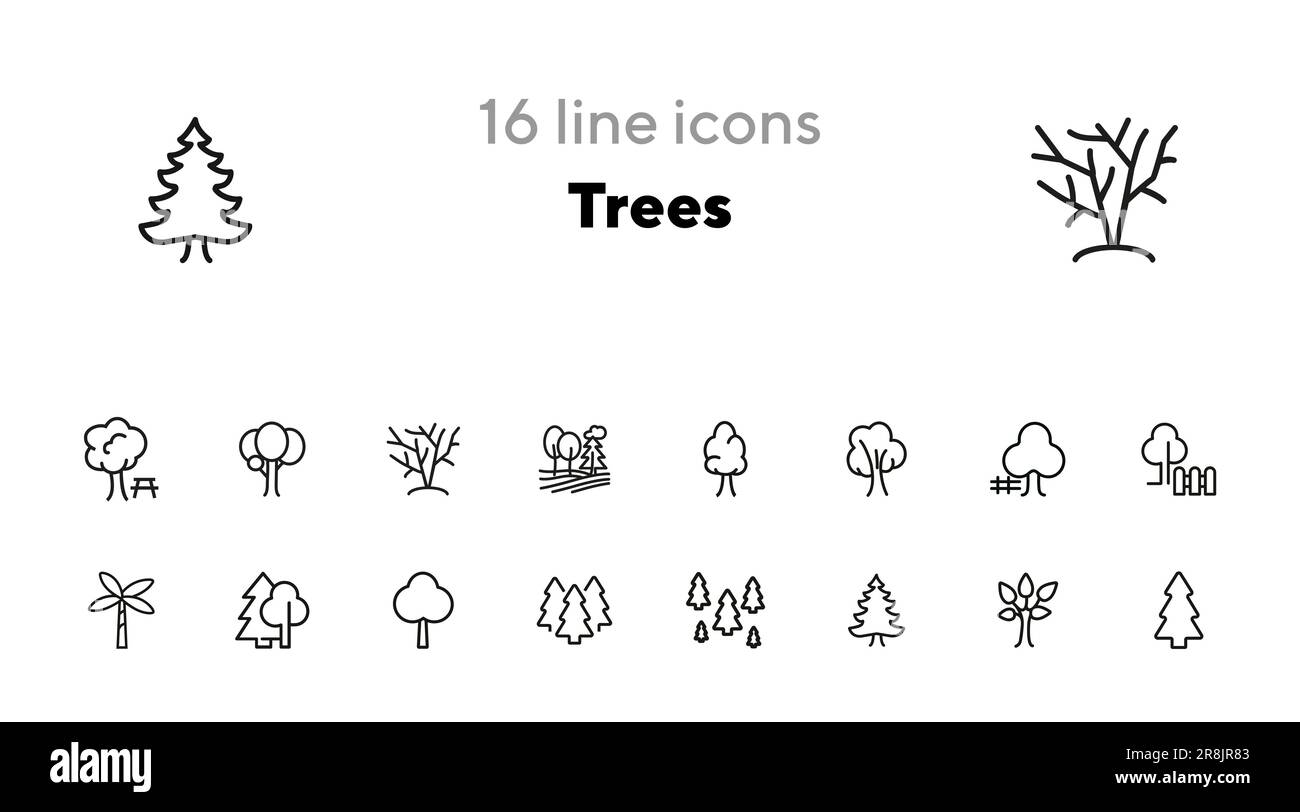Trees line icon set Stock Vector Image & Art - Alamy