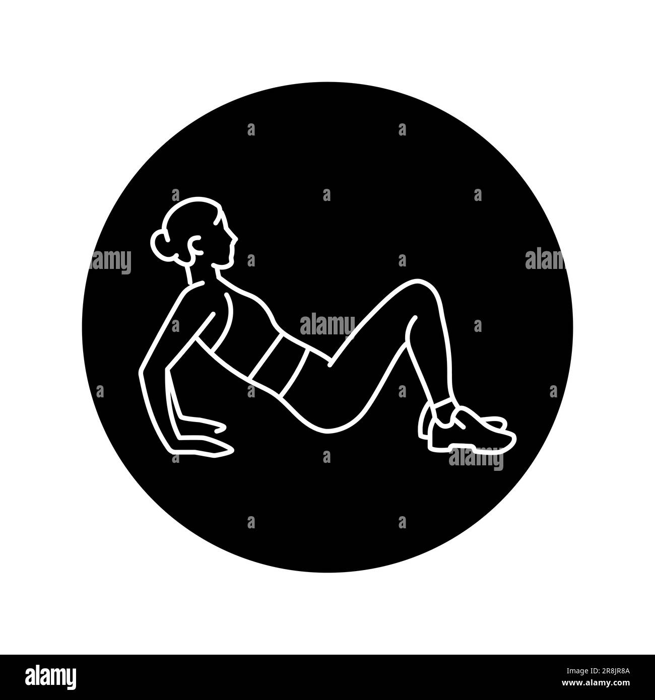 Woman doing reverse push ups black line icon. Pictogram for web page ...