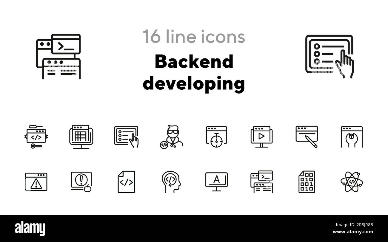 Backend developing line icon set Stock Vector Image & Art - Alamy
