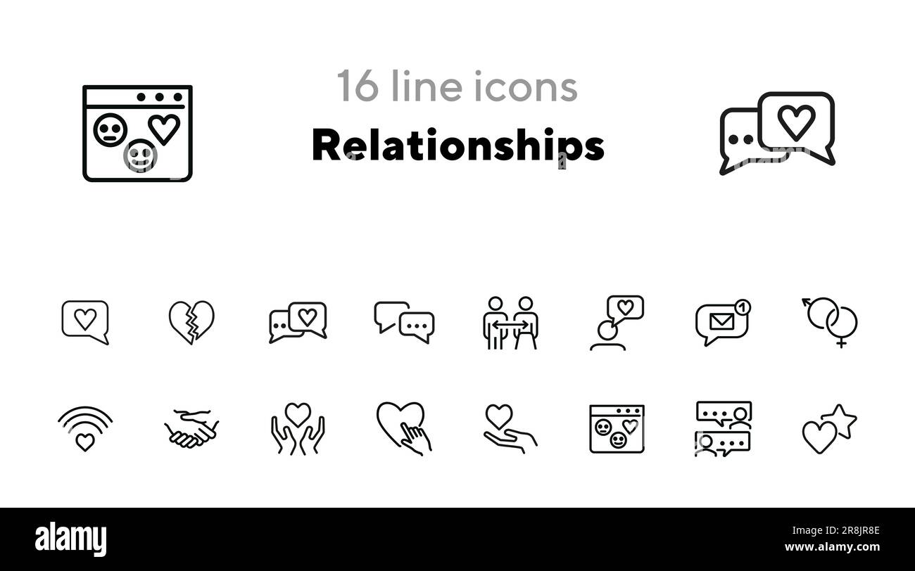 Relationships line icon set Stock Vector Image & Art - Alamy