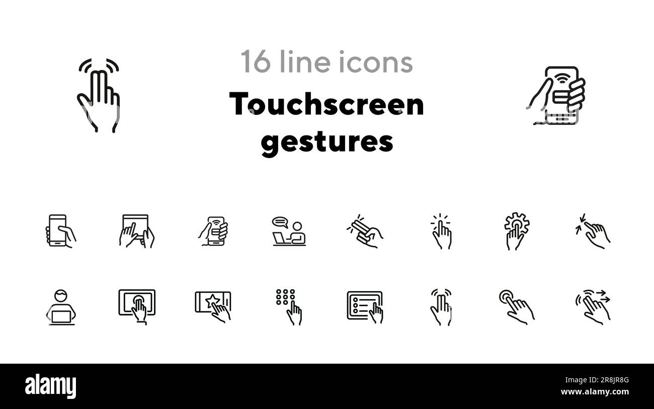 Touchscreen gestures line icon set Stock Vector Image & Art - Alamy
