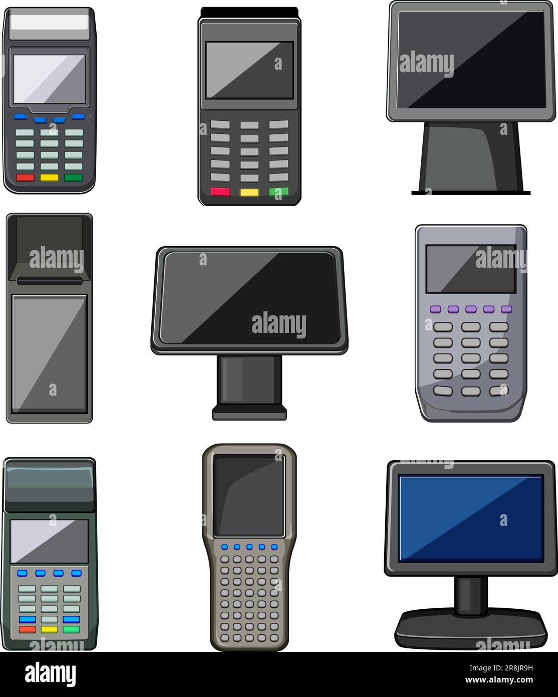 pos terminal set cartoon vector illustration Stock Vector Image & Art ...