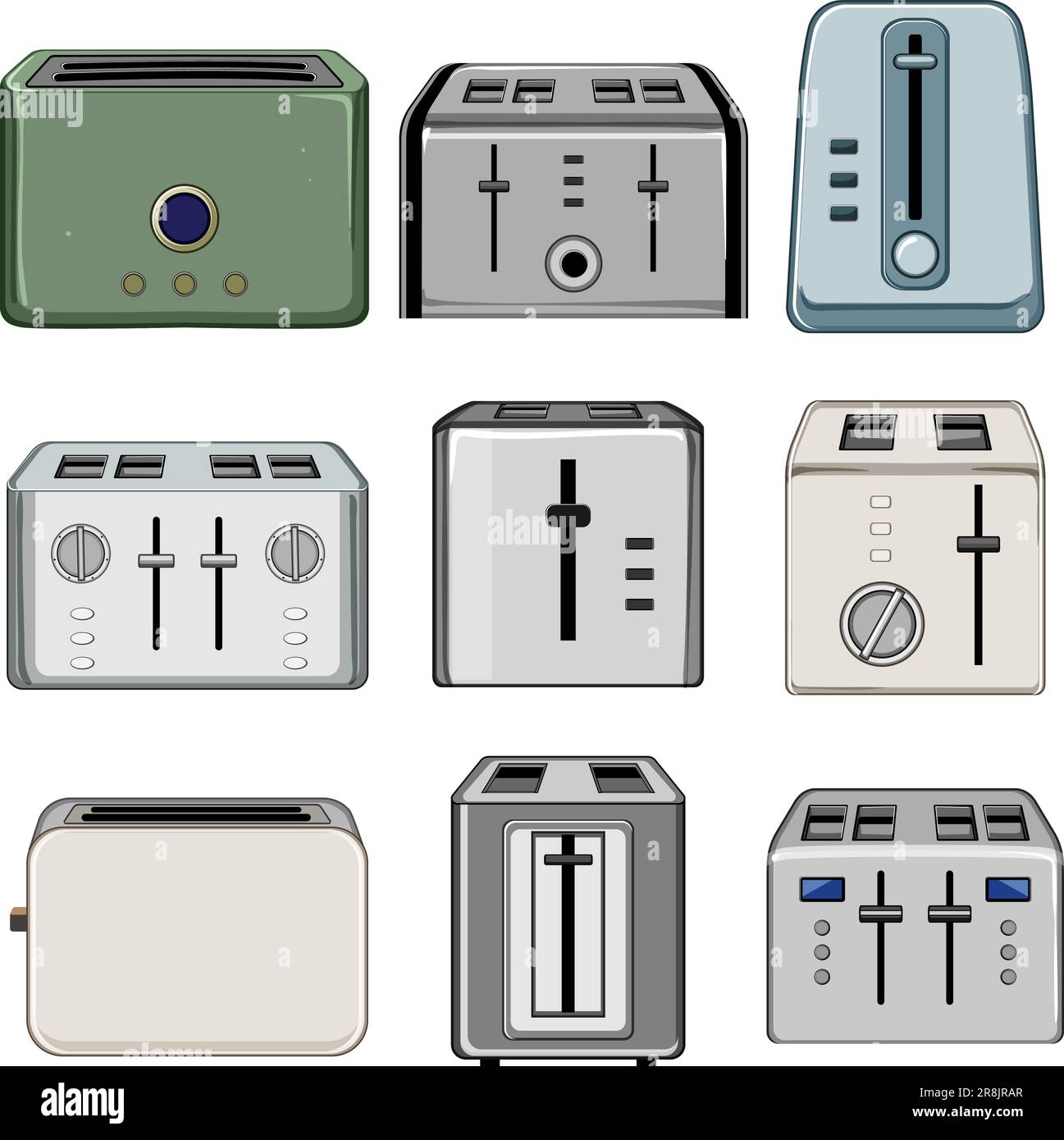 toaster bread set cartoon vector illustration Stock Vector Image & Art ...