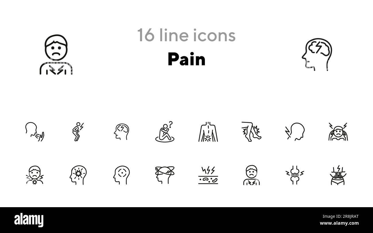 Pain line icon set. Headache, sore throats Stock Vector Image & Art - Alamy