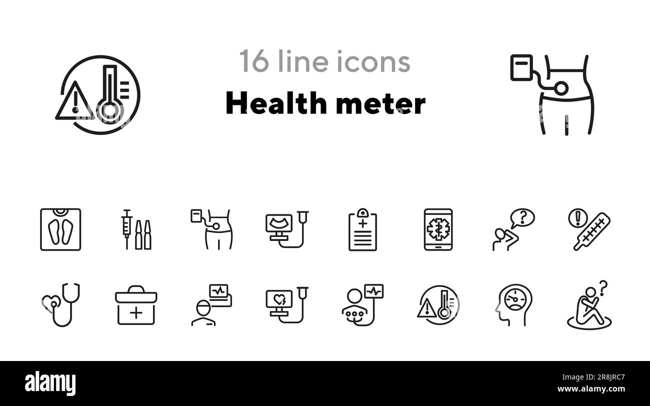 Health meter line icon set Stock Vector Image & Art - Alamy