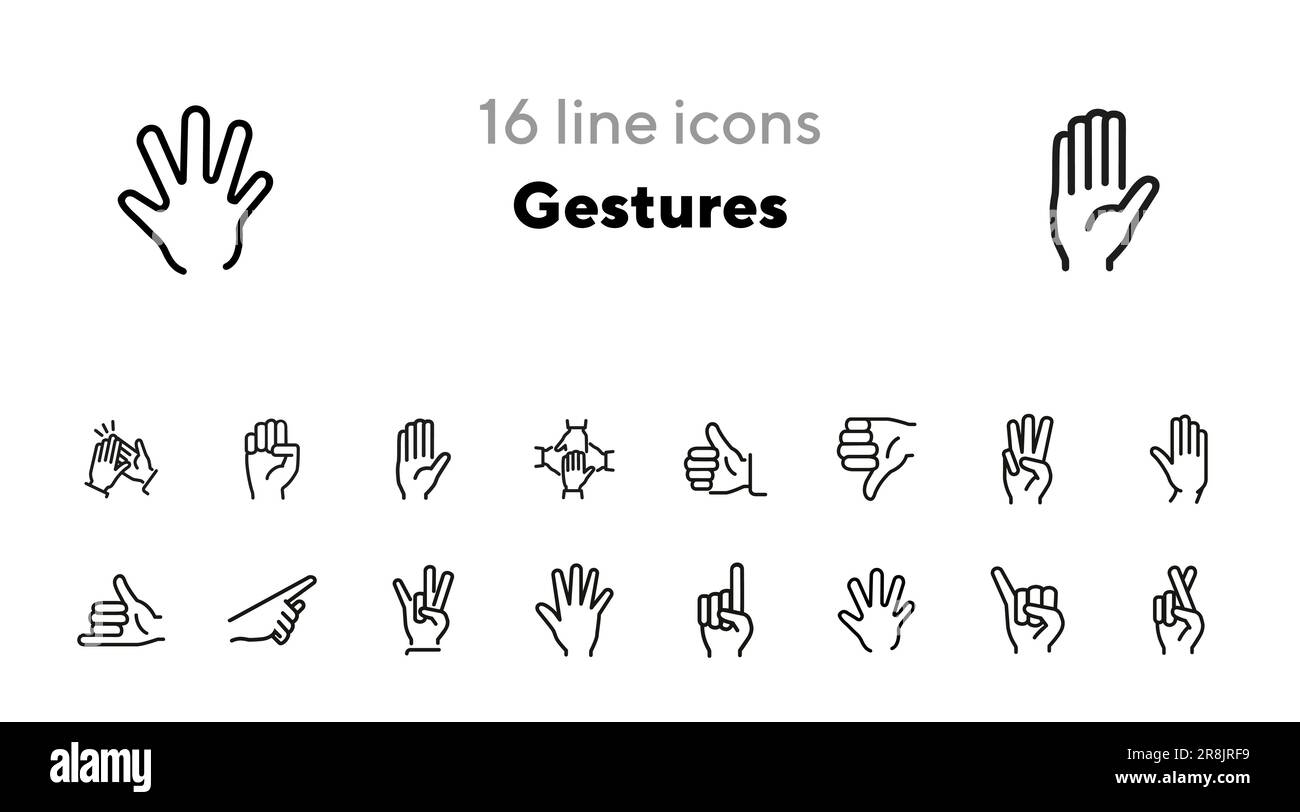 Gestures line icon set Stock Vector Image & Art - Alamy