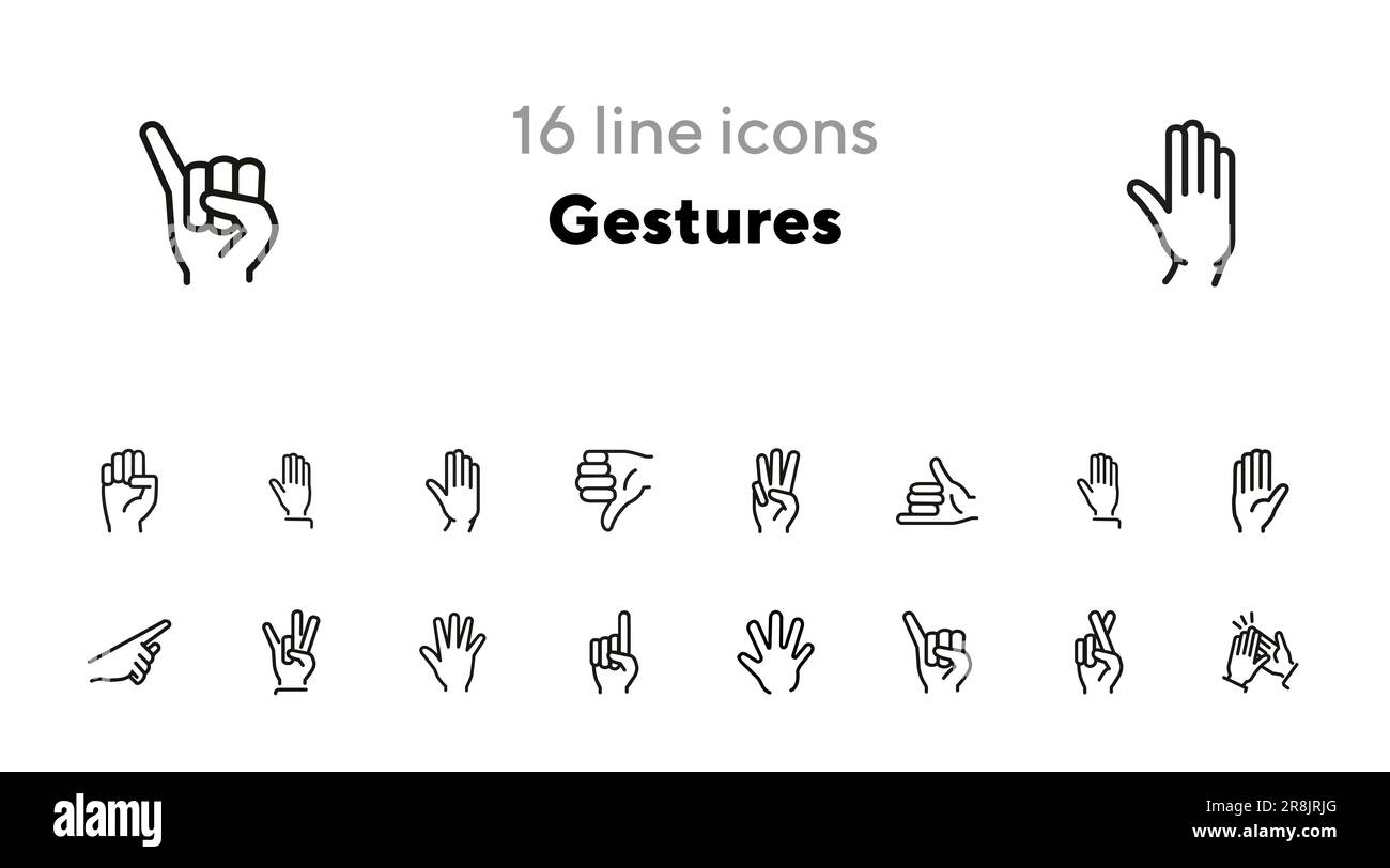 Gestures line icon set Stock Vector Image & Art - Alamy