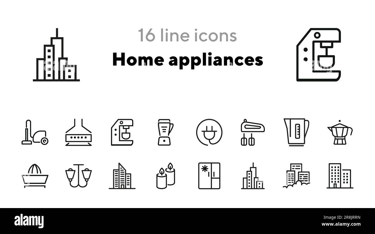 Set black line kitchen Stock Vector Images - Alamy