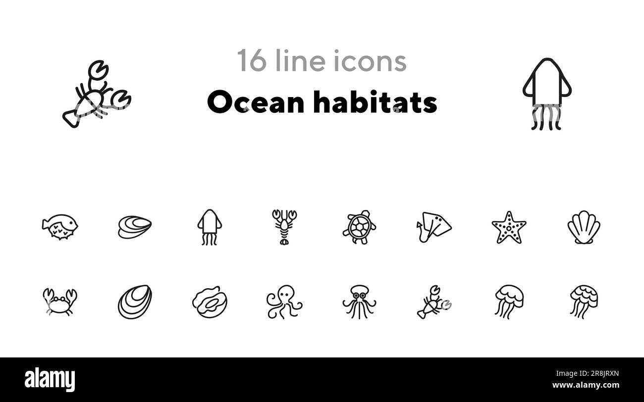 Ocean habitats icon set Stock Vector Image & Art - Alamy