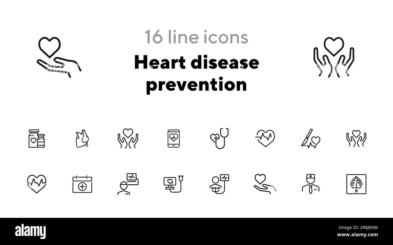 Heart disease prevention line icon set Stock Vector Image & Art - Alamy