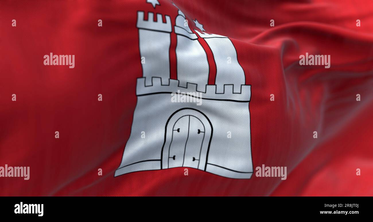 Fluttering flag of the city of hamburg hi-res stock photography and ...