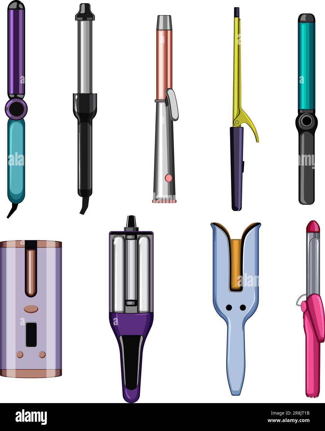 curling hair set cartoon vector illustration Stock Vector Image & Art ...