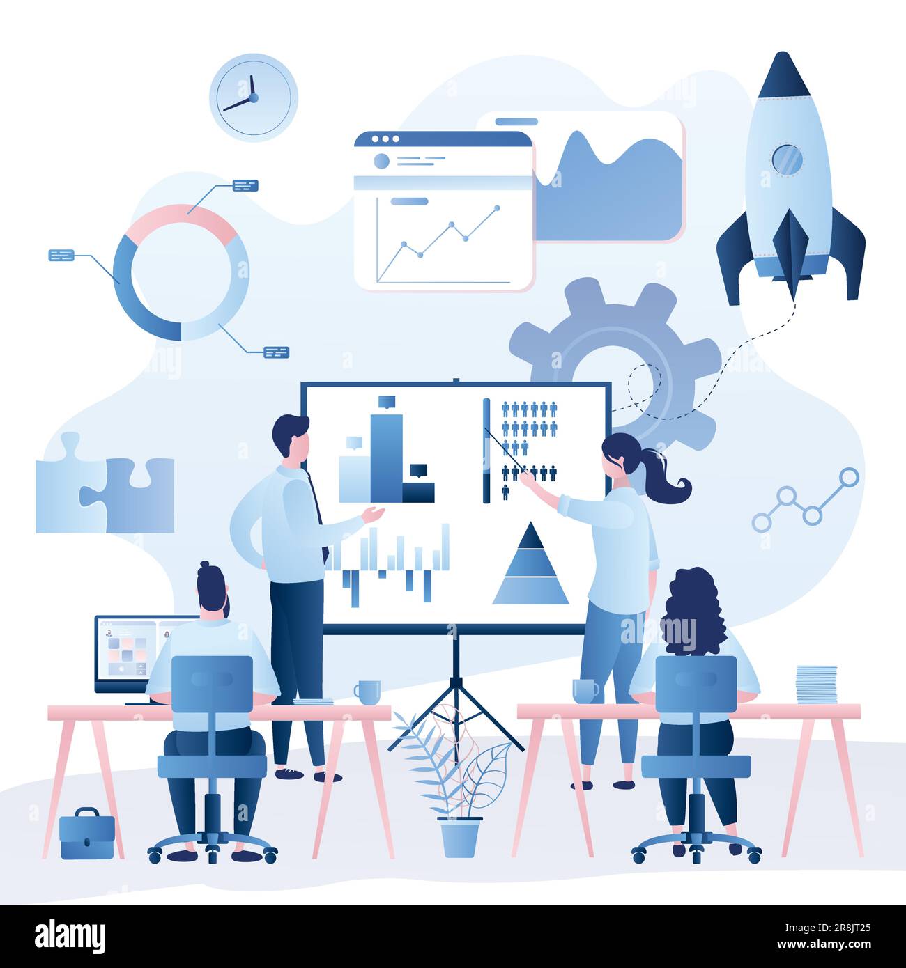 Business presentation and discussion in office. New startup development ...