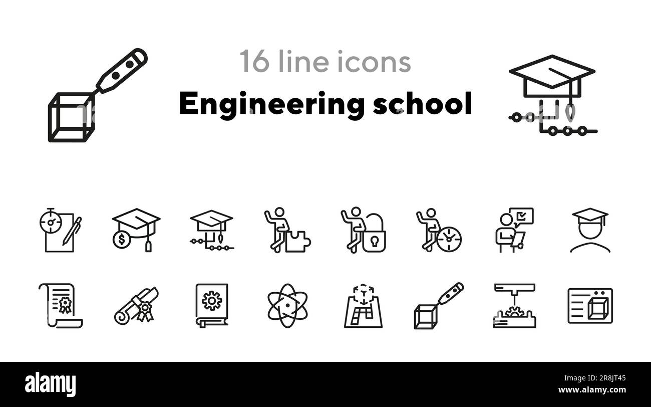 Engineering school line icon set Stock Vector Image & Art - Alamy