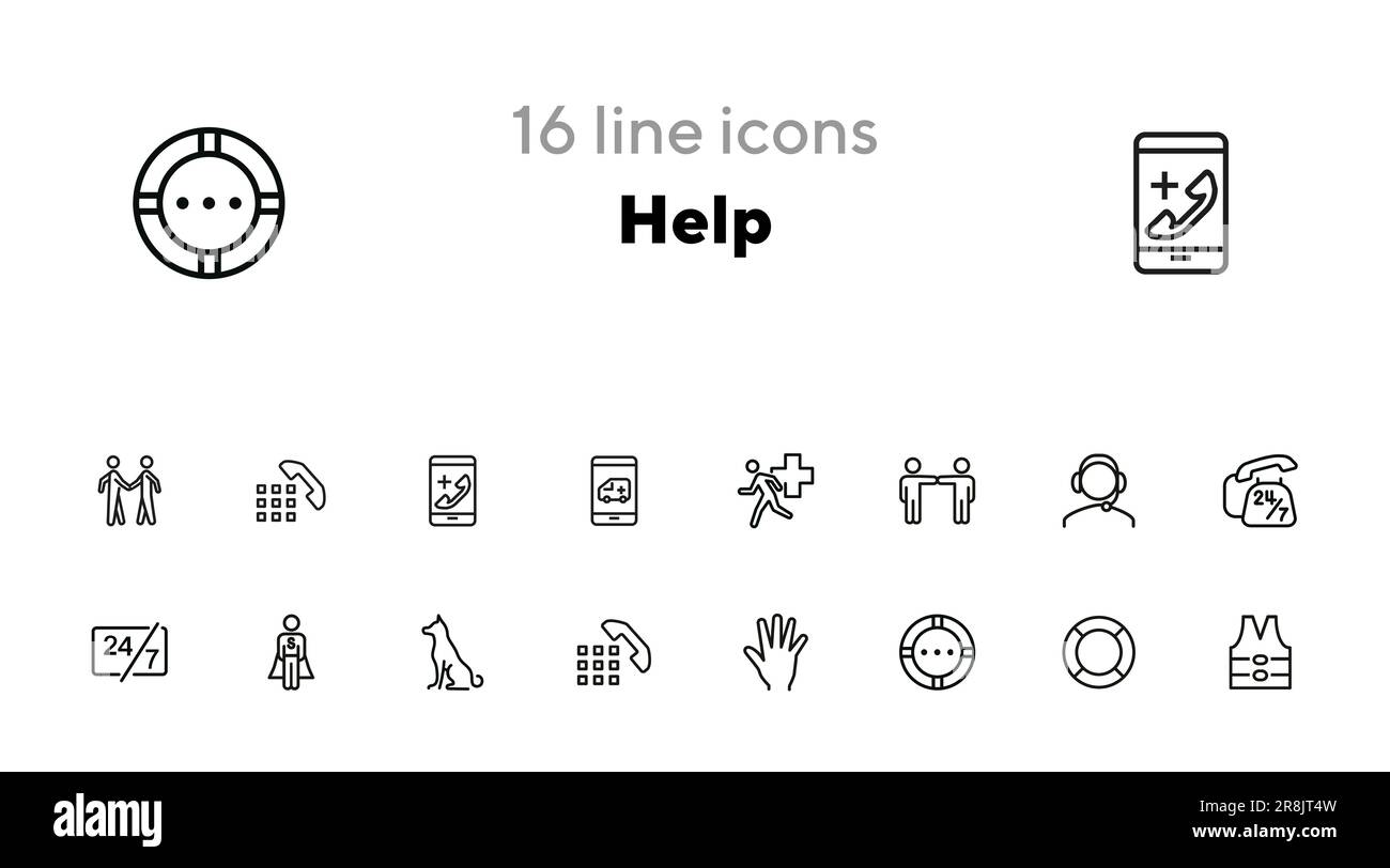 Help line icon set Stock Vector Image & Art - Alamy