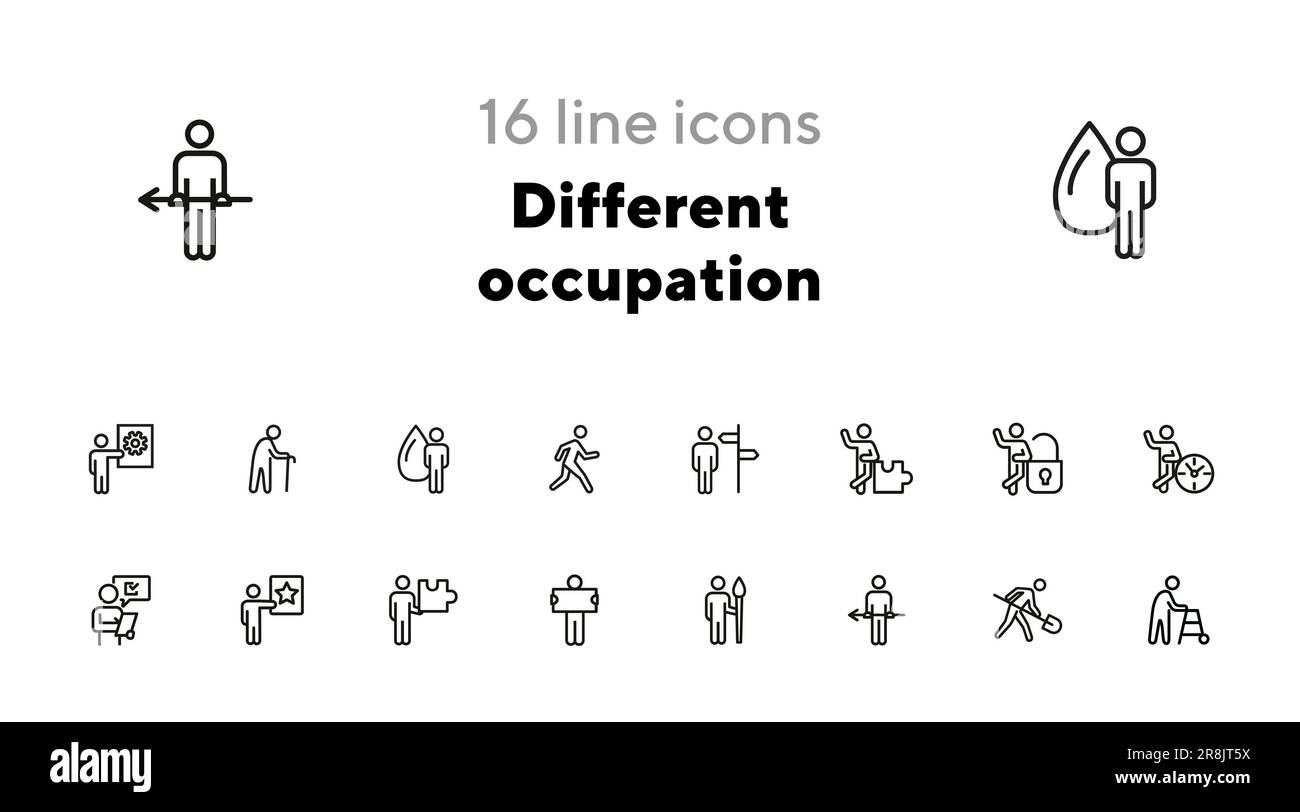Different occupation line icon set Stock Vector Image & Art - Alamy