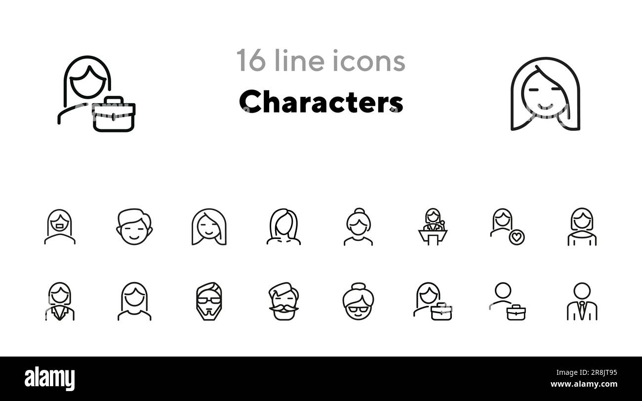 Characters line icon set Stock Vector Image & Art - Alamy