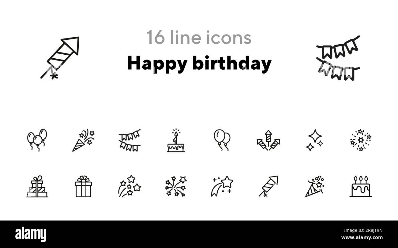 Happy birthday icon set Stock Vector Image & Art - Alamy