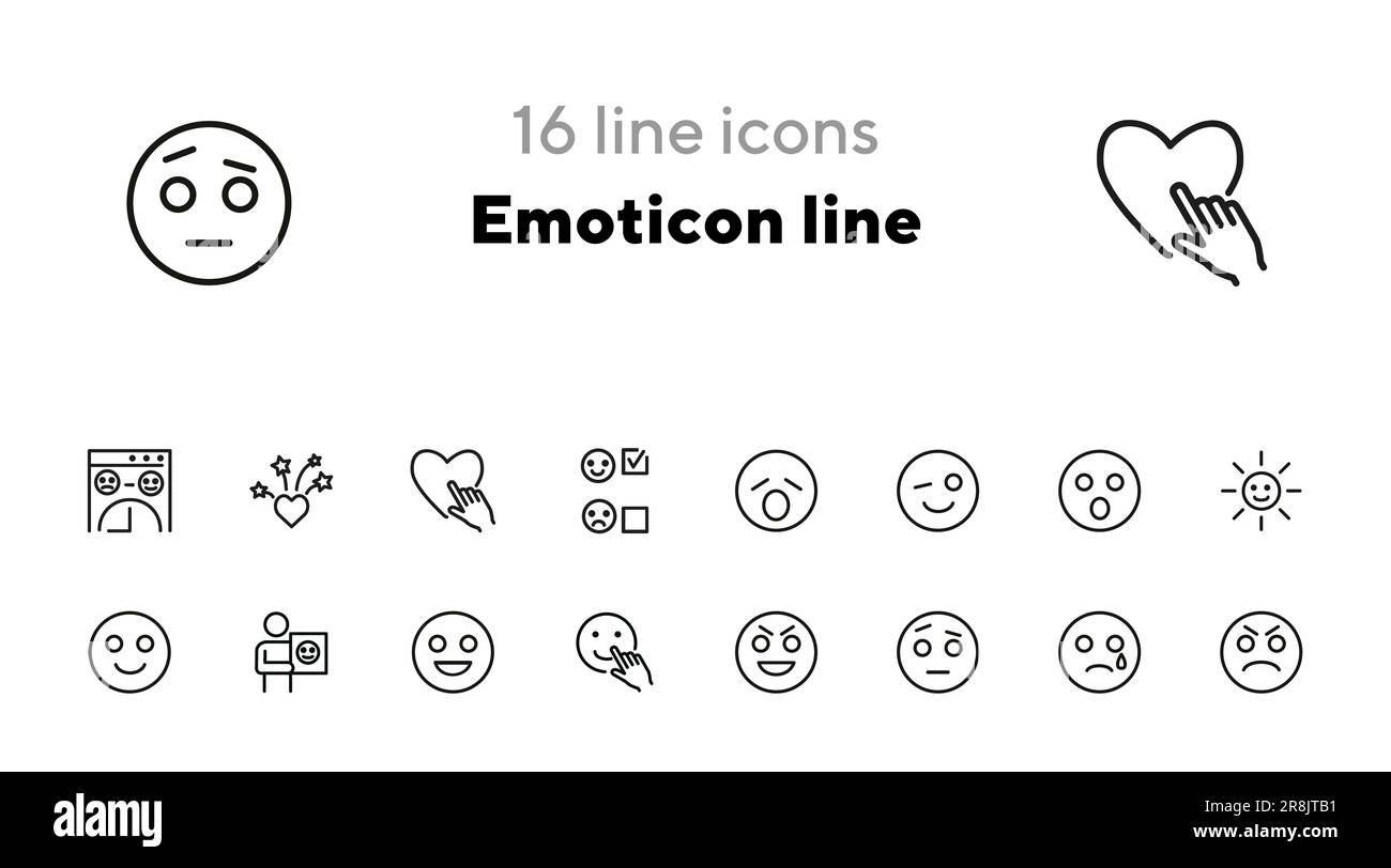Emoticon line icons Stock Vector Image & Art - Alamy